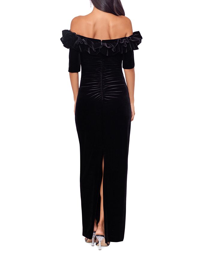 XSCAPE Women's Velvet Ruffled Gown - Macy's