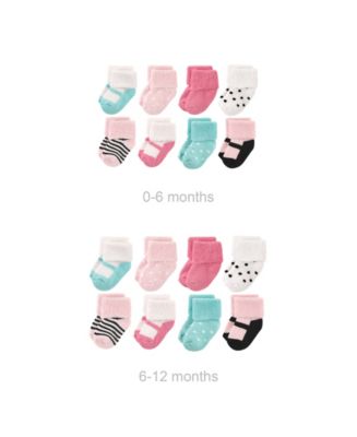 Luvable Friends Baby Boys Grow with Me Cotton Terry Socks, Pink Black ...