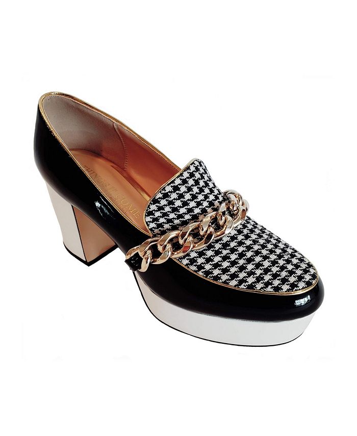 THINGS II COME Women's Piya Luxurious Chunk Chainy Block Heel Platform ...