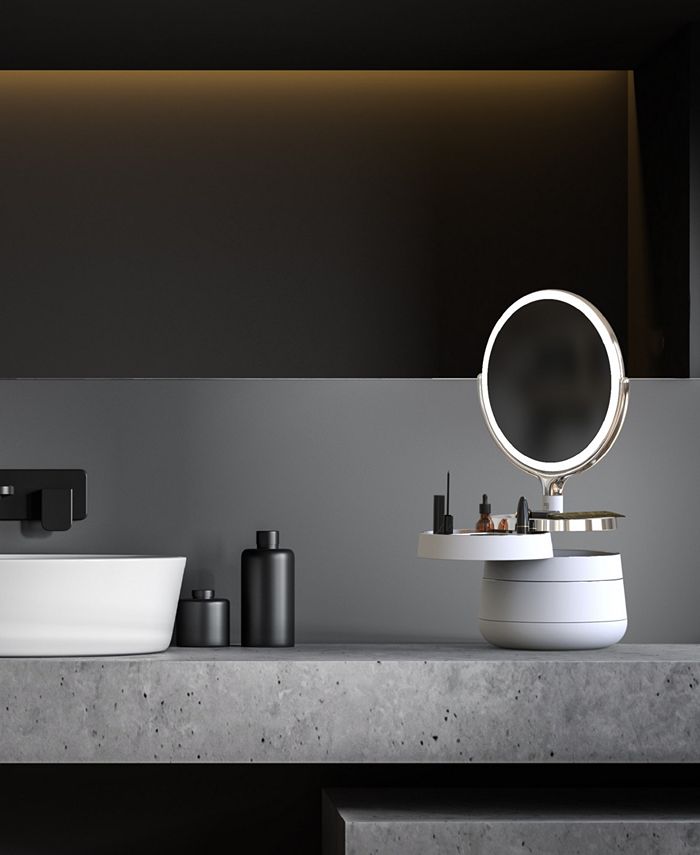 Sharper Image Spastudio Vanity Plus 10-Inch LED Mirror with Storage ...