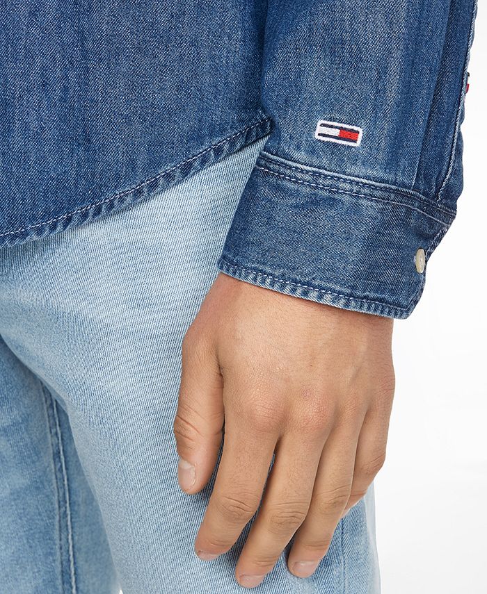 Tommy Hilfiger Men's Lasered Wide Denim Boxy-Fit Shirt - Macy's