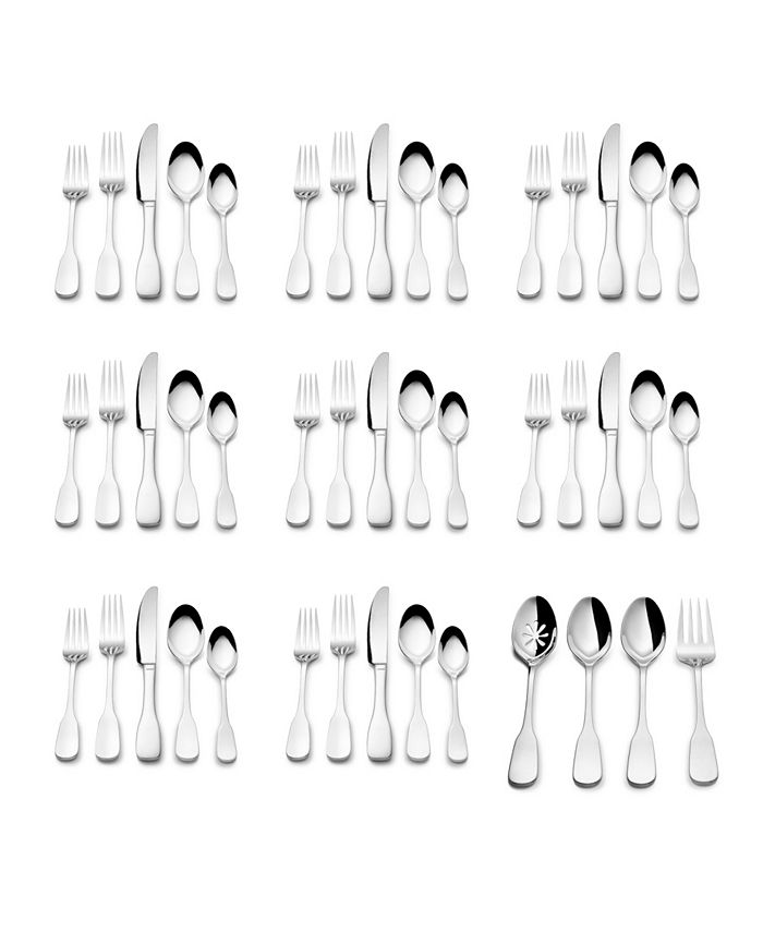 Chefs Toulon Satin 18/10 Stainless Steel 44 Piece Flatware Set, Service ...