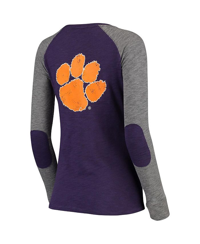 Boxercraft Women's Purple and Gray Clemson Tigers Preppy Elbow Patch 2 ...