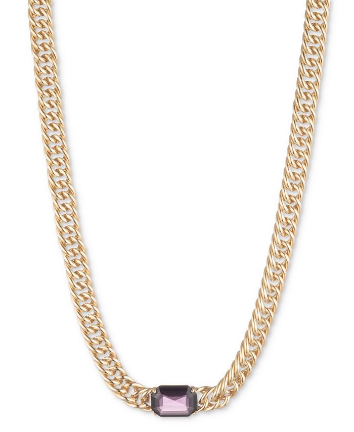 Lauren Ralph Lauren Gold-Tone Purple Stone Chain-Link 16" Collar ...