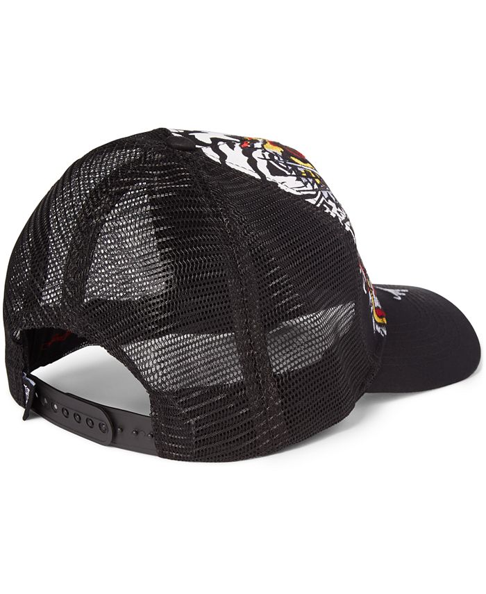 Ed Hardy Men's Throwback Embroidered Tiger Head Trucker Hat - Macy's
