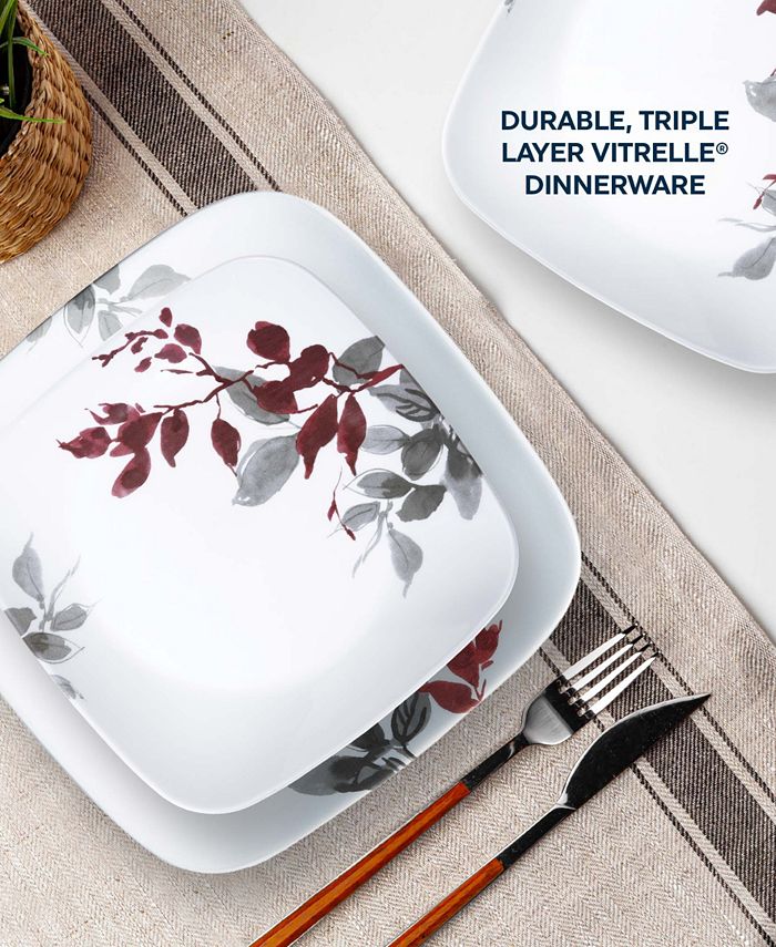 Corelle Square Kyoto Leaves 16 Pc. Dinnerware Set, Service for 4 - Macy's