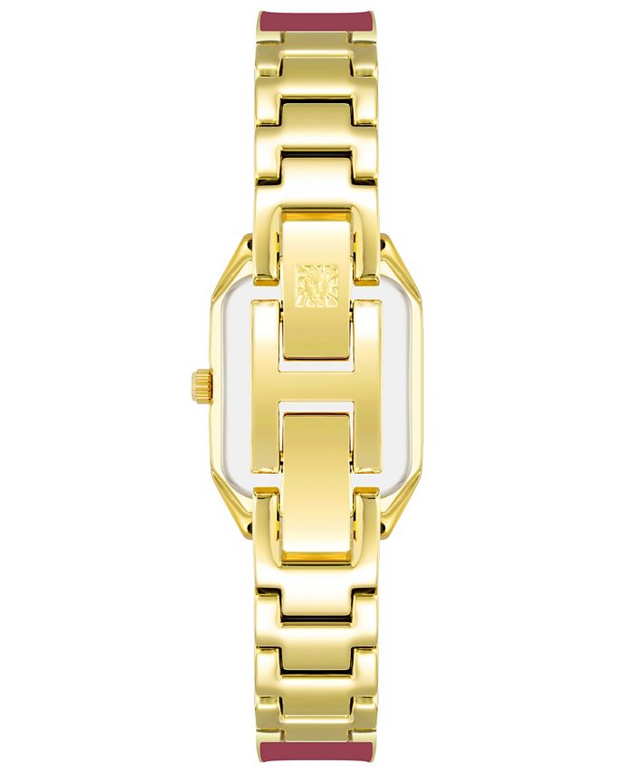 Anne Klein Women's Analog Gold-Tone Alloy with Burgundy Enamel Bangle ...