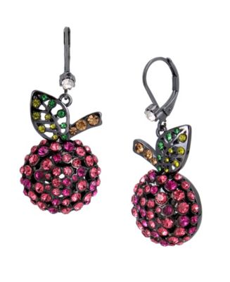 Betsey Johnson Apple Drop Earrings - Macy's
