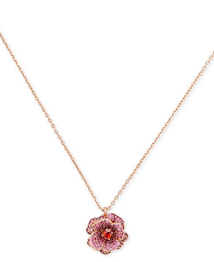 kate spade new york Gold-Tone Pavé Crystal Rose Mini Pendant Necklace ...