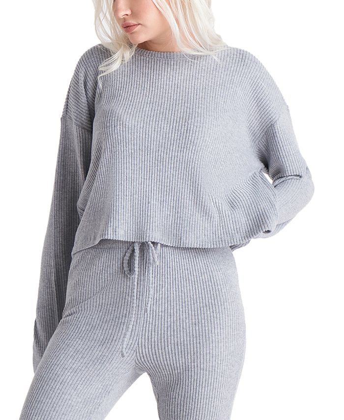 Black Tape Women's Ribbed Drop-Shoulder Cropped Sweater - Macy's