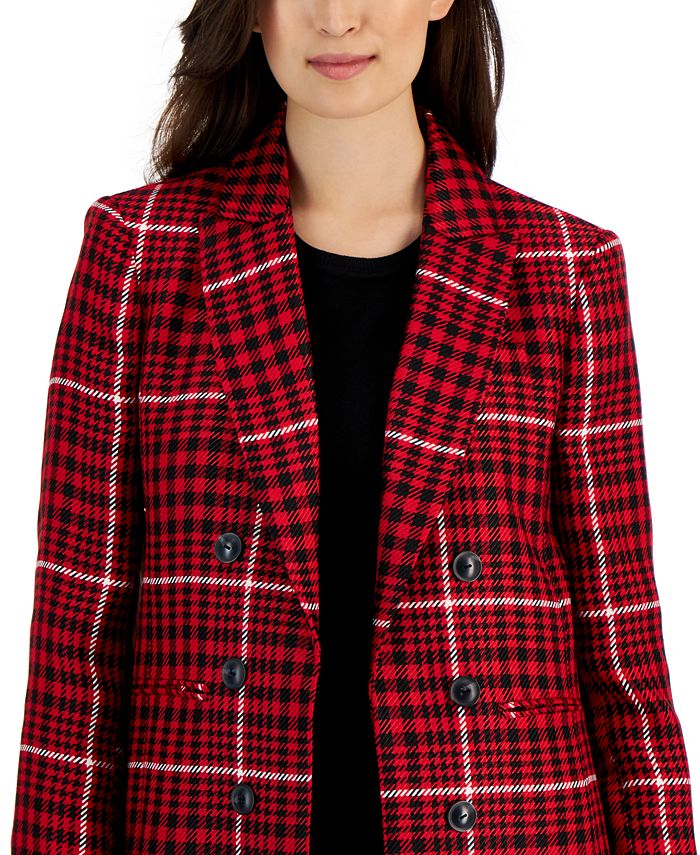 Tahari ASL Women's Houndstooth Faux-Double-Breasted Jacket - Macy's