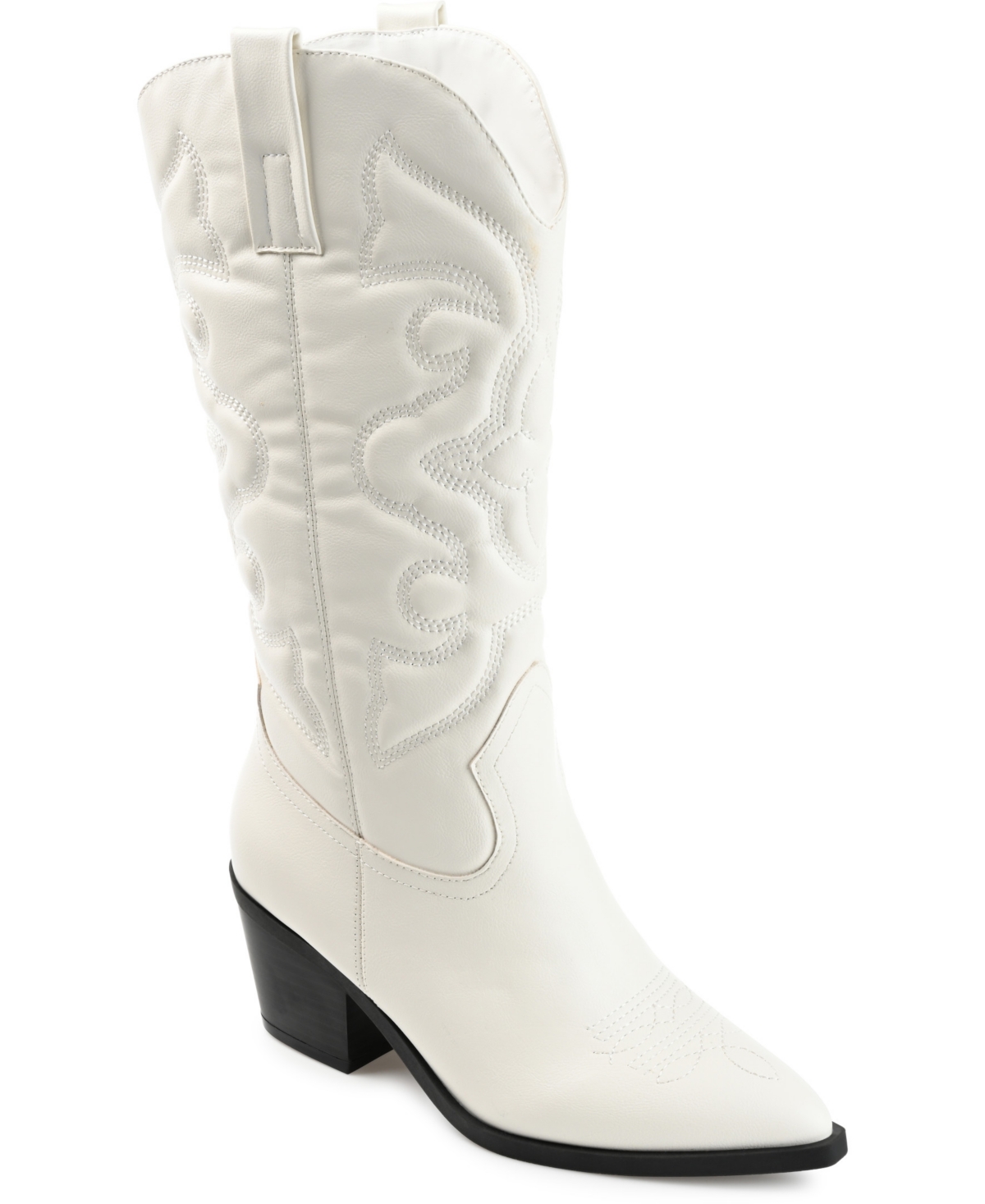 Journee Collection Womens Chantry Mid Shaft Western Boots - White