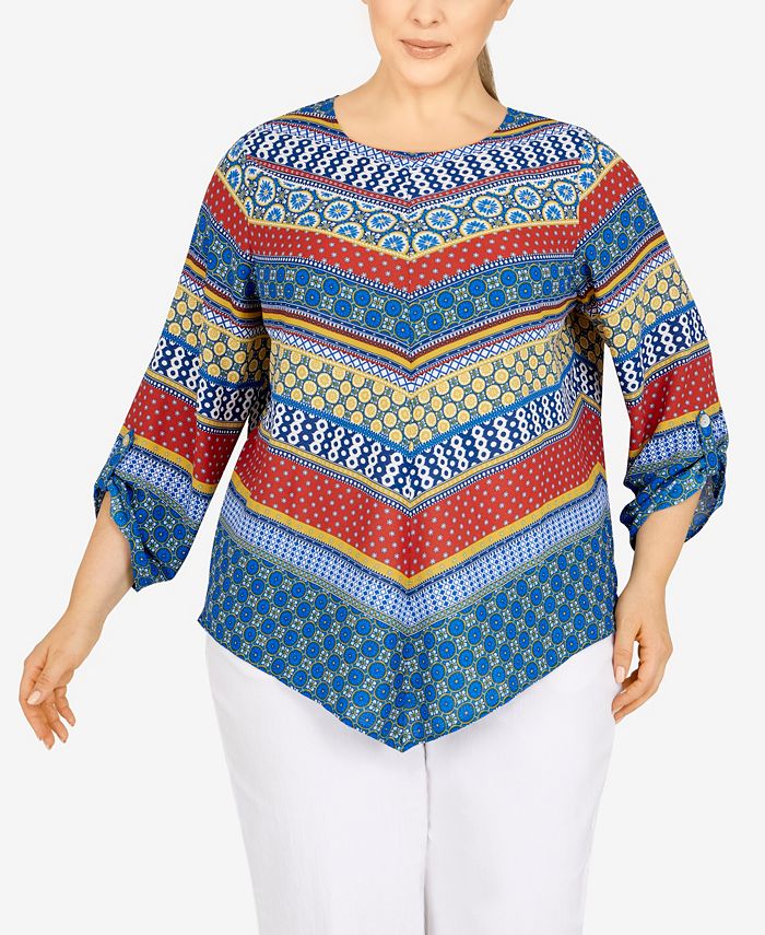 Ruby Rd. Plus Size Mixed Stripe Woven Top - Macy's