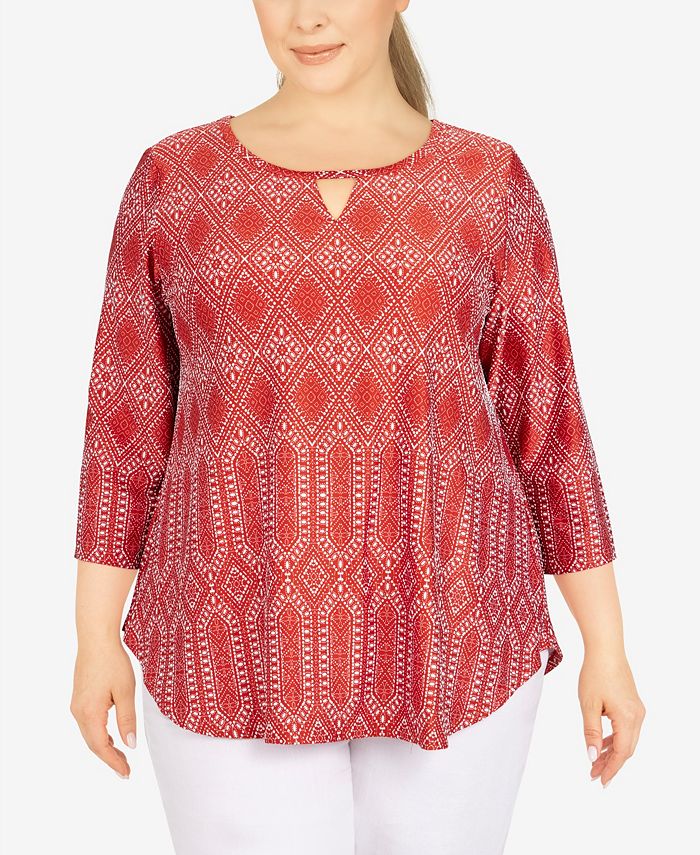 Ruby Rd Plus Size Puff Print Diamond Top Macys