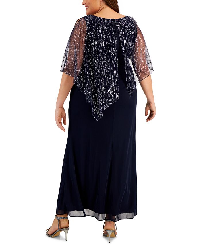 SL Fashions Plus Size Asymmetric Overlay A-Line Dress - Macy's