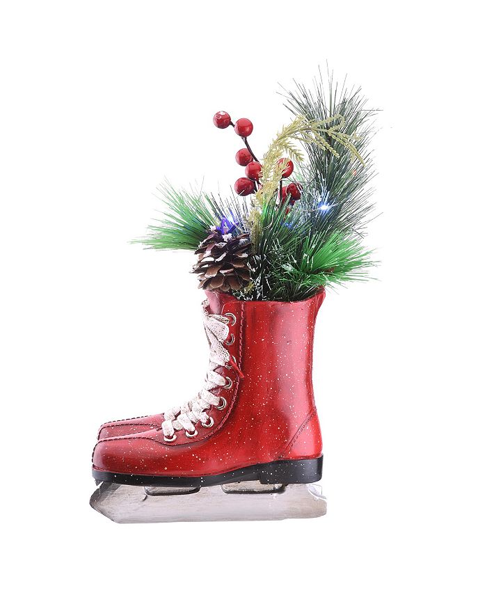 National Tree Company 12" Pre-Lit Red Ice Skates with Evergreen ...