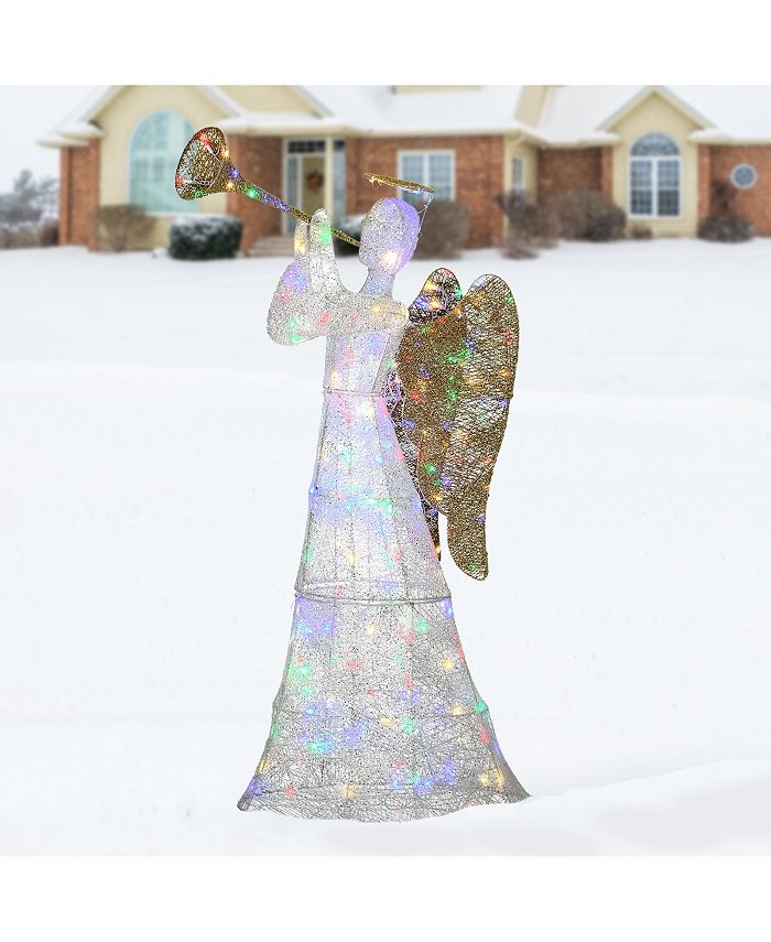 National Tree Company 60" Trumpeting White Angel with Multicolor LED ...