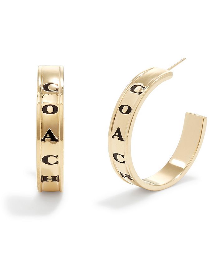 COACH Women's Signature Logo Hoop Earrings - Macy's