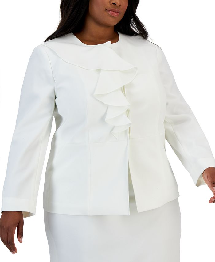 Le Suit Plus Size Ruffled Stretch Crepe Skirt Suit & Reviews - Wear to ...