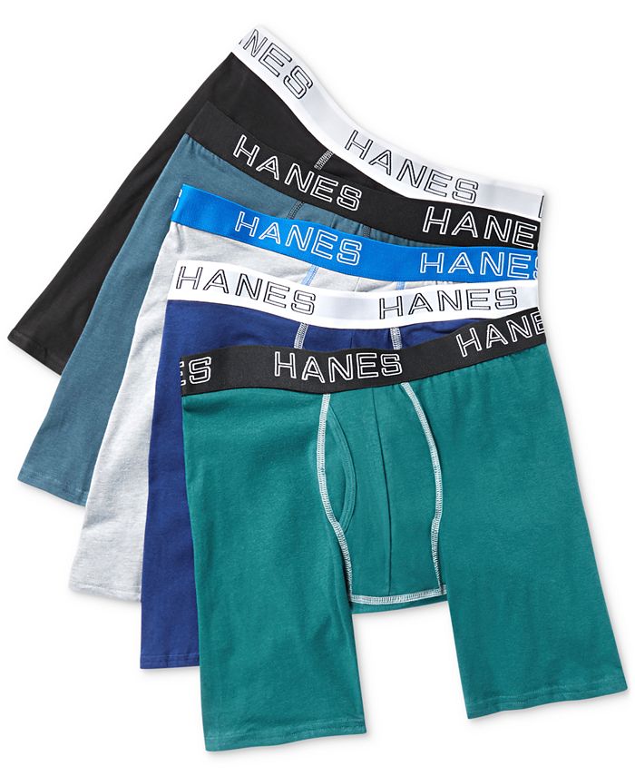 Hanes Men's 5-Pk. Ultimate® Stretch Longer Leg Boxer Briefs - Macy's