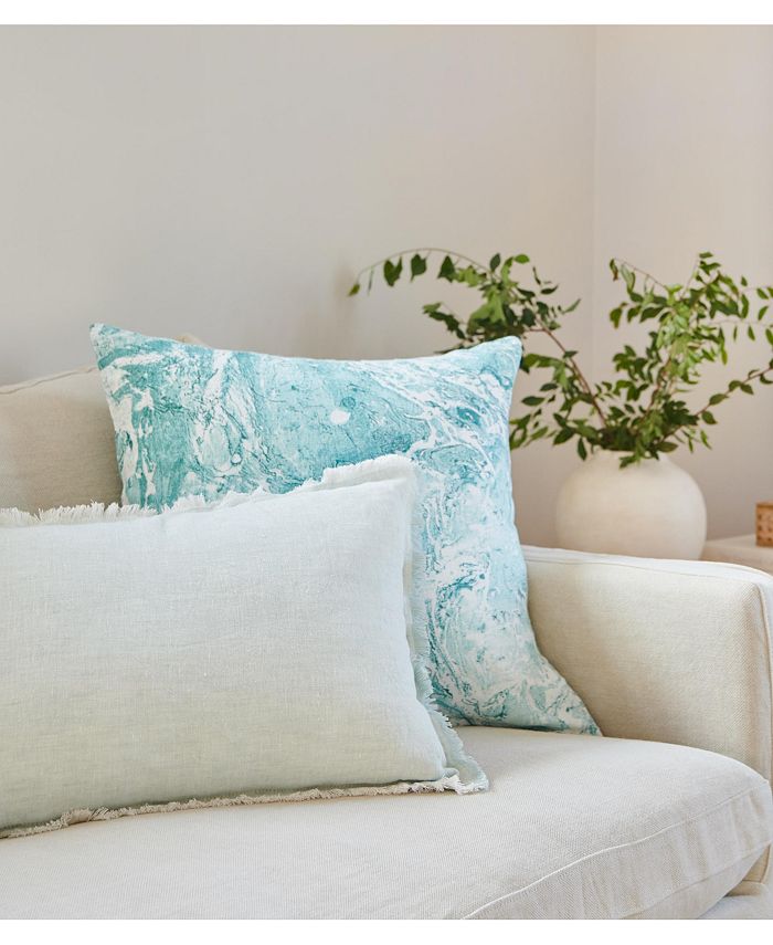 Anaya Home Light Aqua Linen Down Lumbar Pillow - Macy's