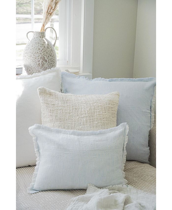 Anaya Home Sky Blue & White Striped Linen Down Alternative Lumbar ...