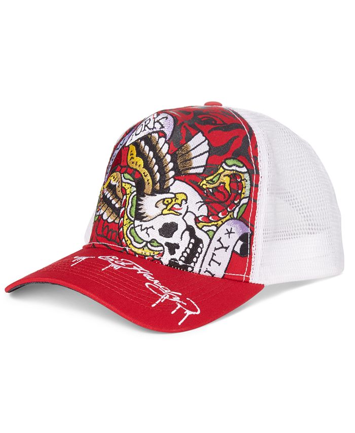 Ed Hardy Men's Throwback Embroidered Eagle Trucker Hat - Macy's
