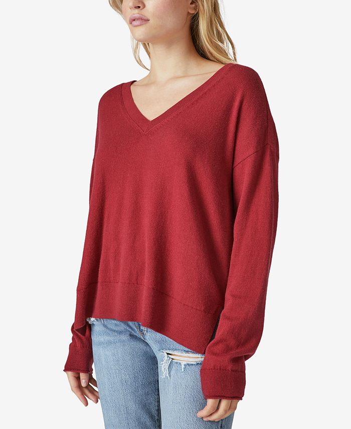 Lucky Brand Women's Cloud-Soft V-Neck Long-Sleeve Sweater & Reviews ...