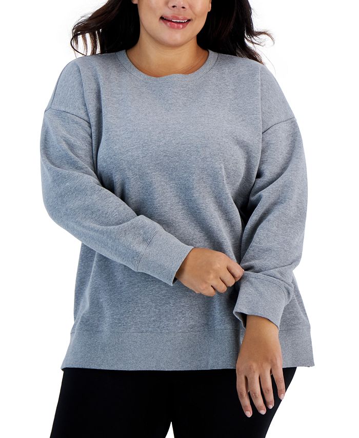 ID Ideology Plus Size Solid Crewneck Sweatshirt, Created for Macy's ...