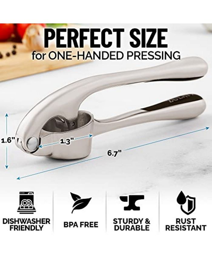 Zulay Kitchen Garlic Press and Peeler Set With Silicone Peeler & Brush ...
