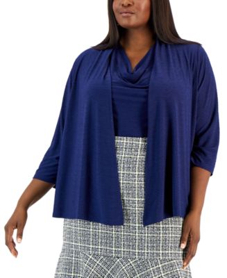 Kasper Plus Size Open-Front Cardigan Sweater - Macy's