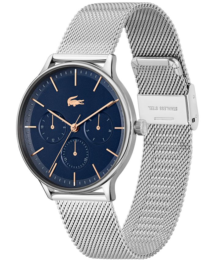 Lacoste Men's Lacoste Club Silver-Tone Stainless Steel Mesh Bracelet ...