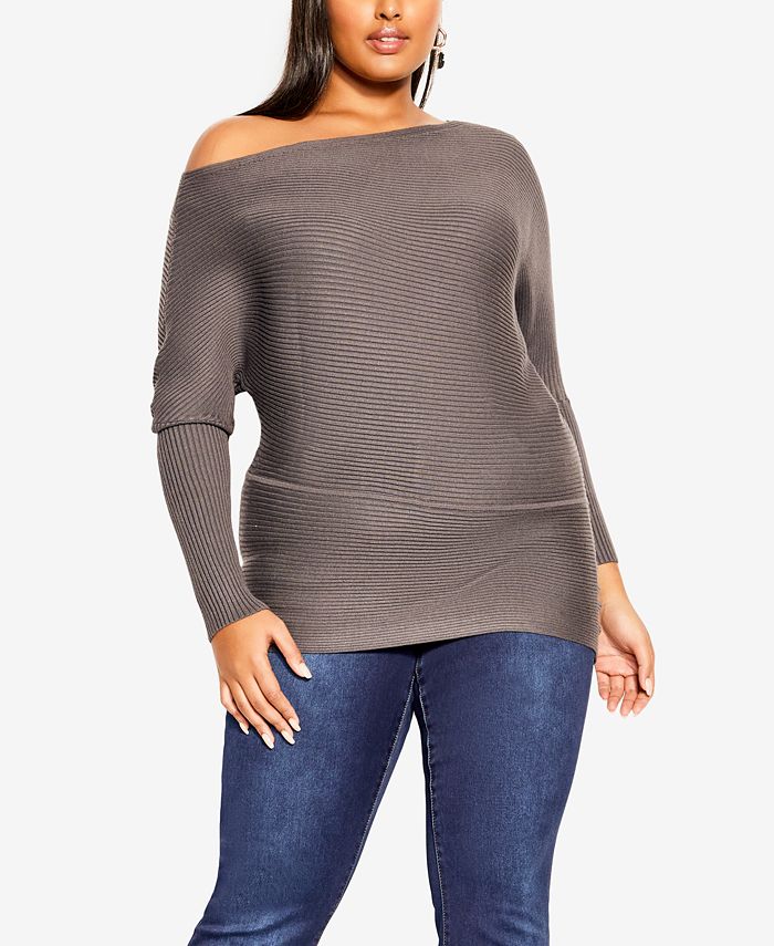 City Chic Trendy Plus Size Fitted Rib Jumper Sweater - Macy's