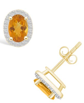 Citrine (1-3/5 ct. t.w.) and Lab Grown Sapphire (1/5 ct. t.w.) Halo ...