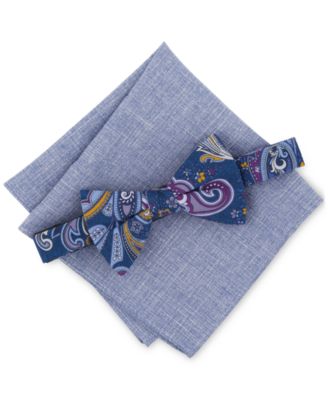 Bar III Men's Vintage Paisley Bow Tie & Pocket Square Set, Created for ...