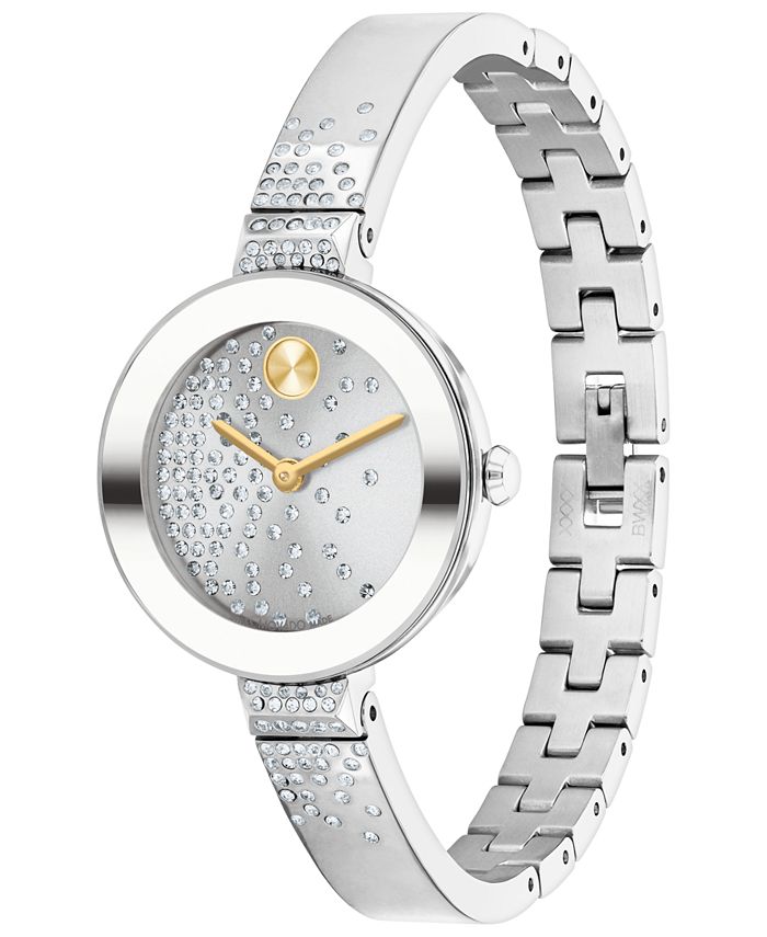 Movado Women's Bold Bangles Swiss Quartz Silver-Tone Stainless Steel ...