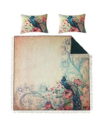 Greenland Home Fashions Eden Peacock 3-Pc. Quilt Set, King/California ...
