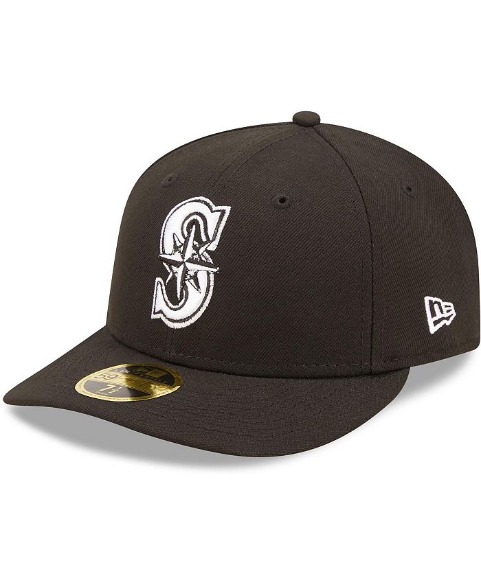 New Era Men's Seattle Mariners Black, White Low Profile 59FIFTY Fitted ...