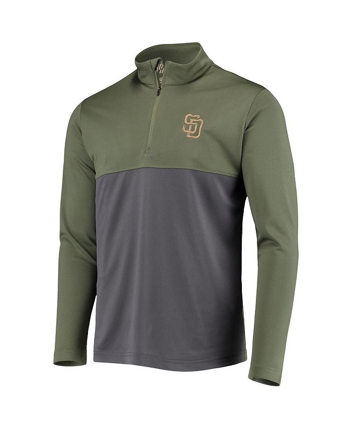 LevelWear Men's Olive San Diego Padres Delta Pursue Quarter-Zip Jacket ...