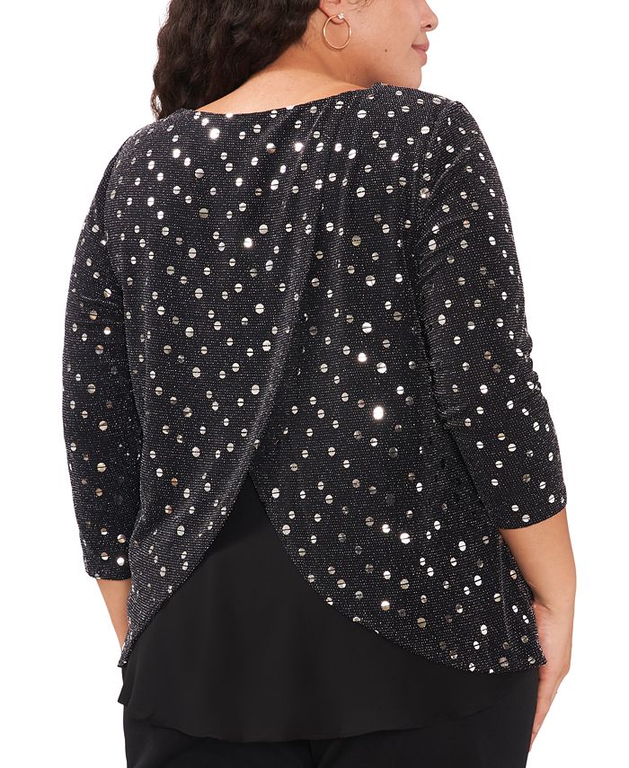 MSK Plus Size Embellished Envelope-Back Top - Macy's