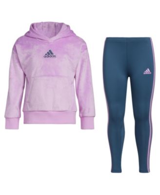 Baby Girls Silken Fleece Hooded Pullover and Tights, 2 Piece Set