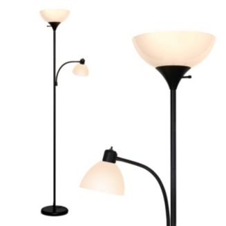 Sky Dome Plus LED Torchiere Floor Lamp with 1 Reading Arm - Black - Macy's