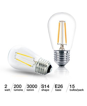 Brightech 15 Pack Bulbs - S14 Bulb, E26 Base, 2 Watt, 3000K Neutral ...