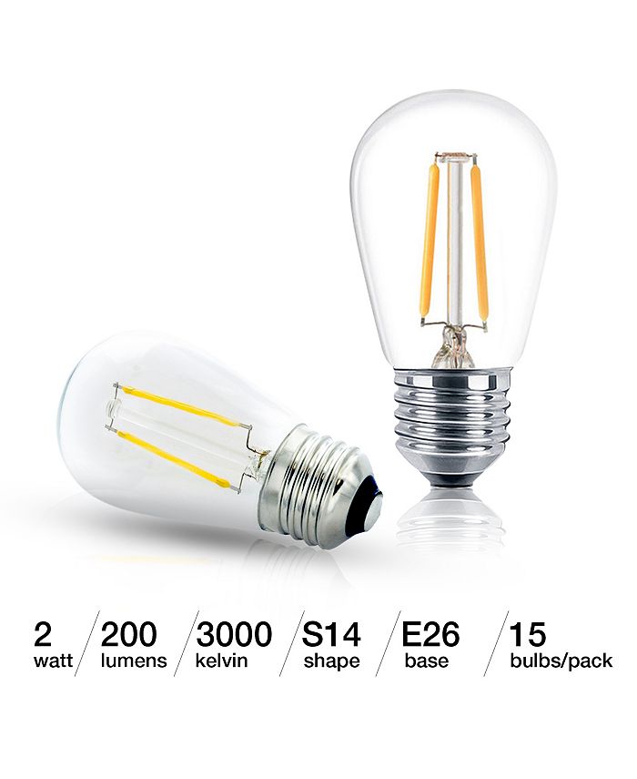 Brightech 15 Pack Bulbs - S14 Bulb, E26 Base, 2 Watt, 3000K Neutral ...