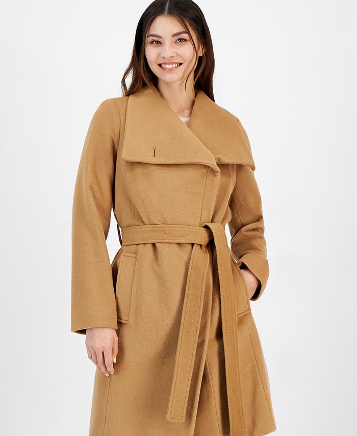 Michael Kors Petite Asymmetric Belted Wrap Coat & Reviews - Coats ...