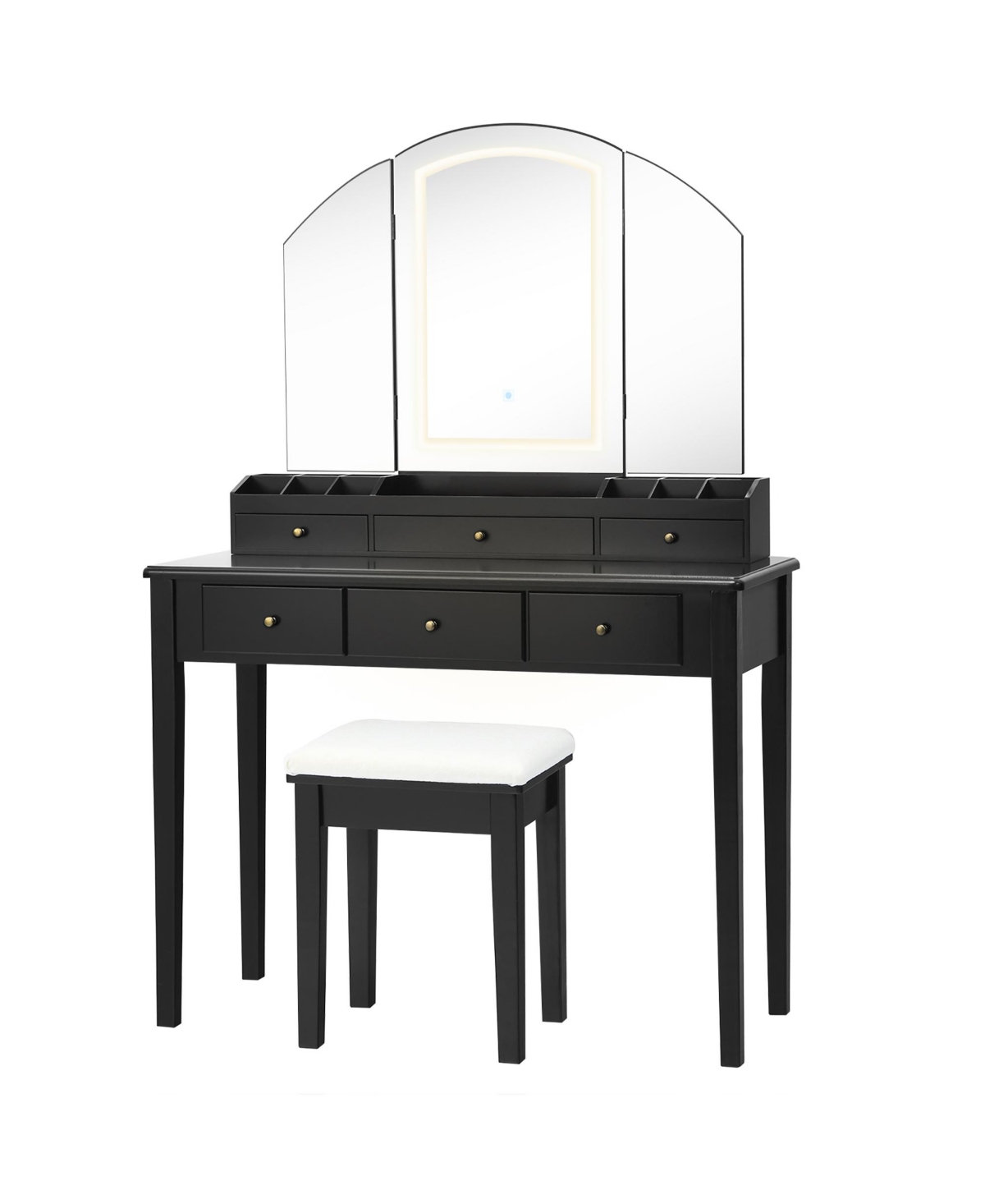 Click here for Vanity Table Stool Set Large Tri-folding Lighted M... prices