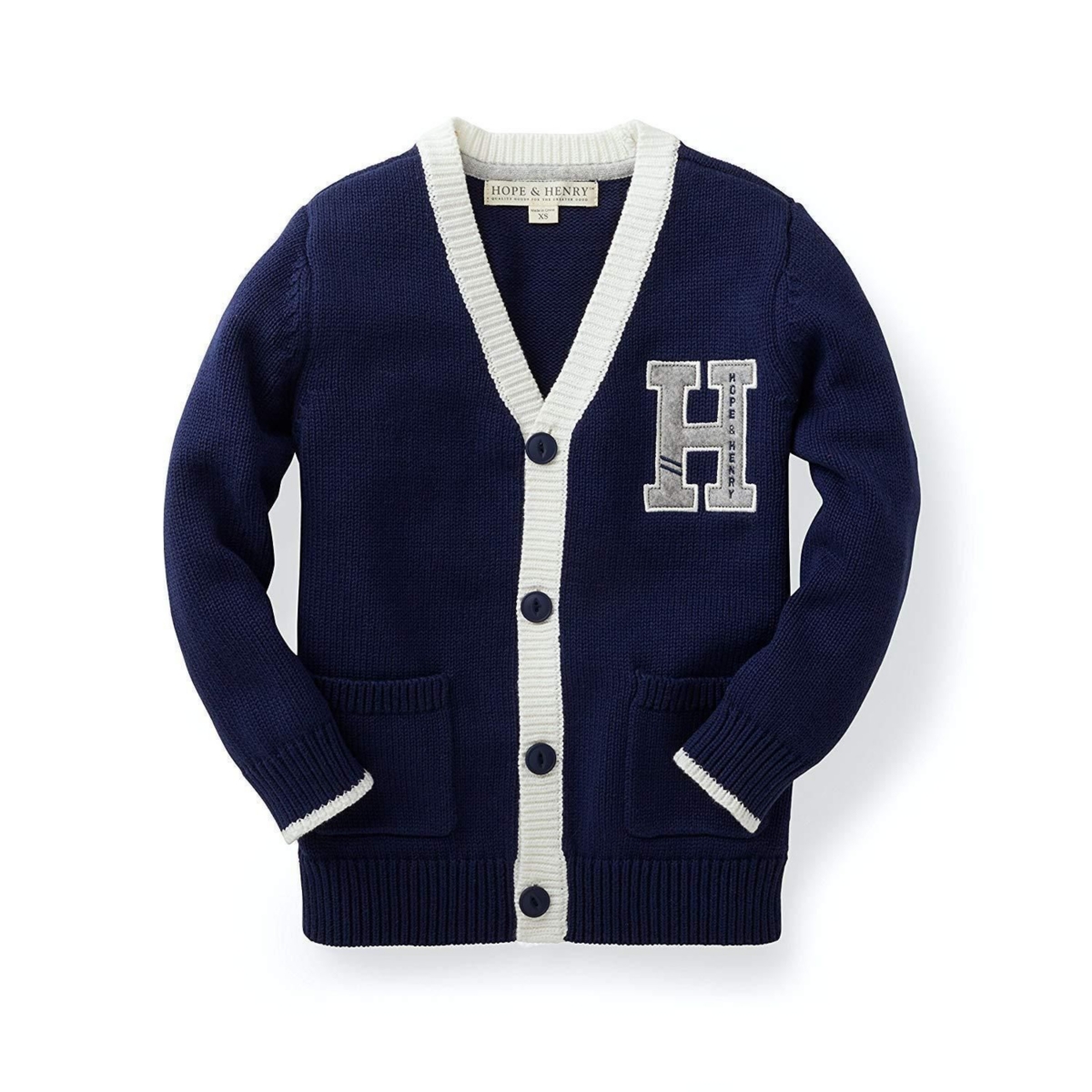 Click here for Hope & Henry Boys Organic Tipped Cardigan with Elb... prices