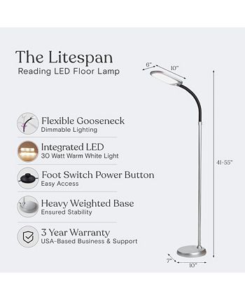 Brightech Litespan Slim LED Gooseneck Floor Lamp with Adjustable Head ...