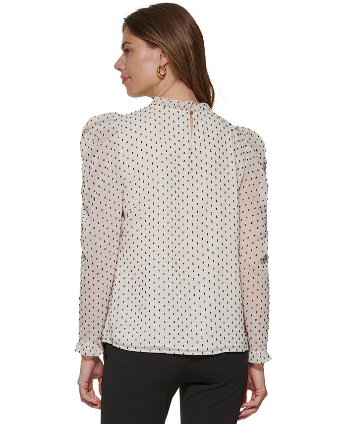DKNY Women's Clip-Dot Puff-Sleeve Blouse & Reviews - Tops - Women - Macy's