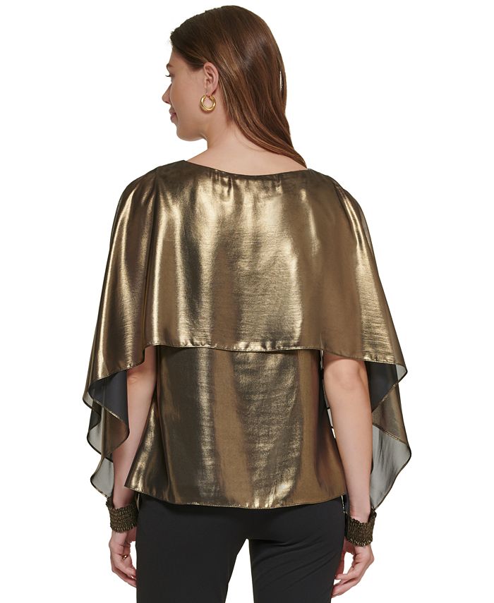 DKNY Women's Metallic Cape Top - Macy's